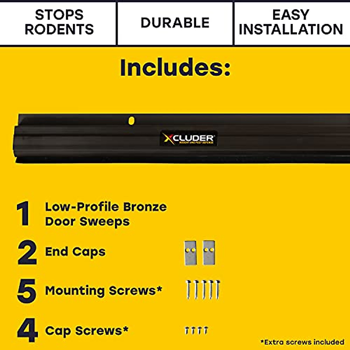 Xcluder 48" Low-Profile Door Sweep, Dark Bronze – Seals Out Rodents & Pests, Enhanced Weather Sealing, Easy to Install; Door Seal Rodent Guard; Rodent Proof