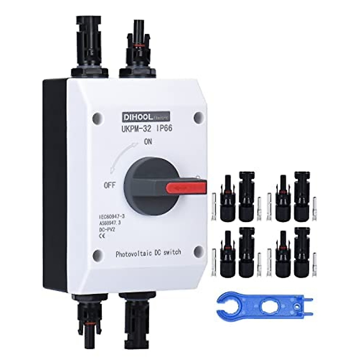 DIHOOL Solar Panel Disconnect Switch, DC 30 Amp PV Solar Isolator Disconnect, DC1200V, IP66