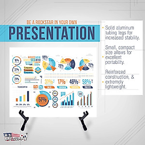 U.S. Art Supply 14" High Exhibitor Black Steel Tabletop Instant Display Easel - Small Portable Tripod Stand, Adjustable Holders - Display Paintings, Framed Pictures, Event Signs, Posters, Holds 5 lbs