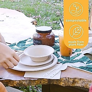 100% Compostable Paper Bowls (11.5oz, Pack of 50) Soup Bowls, Pasta Bowls, Cereal, Salad, Ice Cream, Disposable Bamboo Small Bowls, Biodegradable, Unbleached by Earth's Natural Alternative