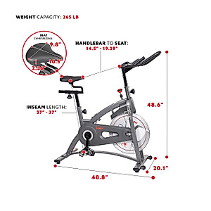 Sunny Health & Fitness Endurance Indoor Cycling Exercise Bike with Magnetic Resistance and Optional Exclusive SunnyFit® App and Smart Bluetooth Connectivity