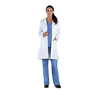 SFD Brands Medical Scrubs TRU Unisex 38 Inch Professional 3-Pocket Lab Coat (M, White)