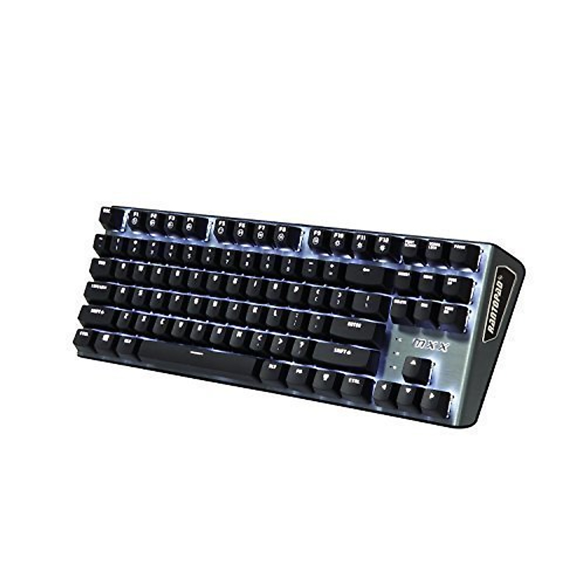 Rantopad MXX Mechanical Gaming Keyboard - 87 Keys,White Backlit, Blue Switches, Grey Aluminum Cover, N-Key Rollover