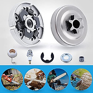 Chainsaw 7pcs Kit Sprocket Clutch Drum 3/8" for Stihl 017 018 021 023 MS170 MS180 MS210 MS230 MS250 Replacement Parts with Needle Bearing Washer E-Clip Worm Gear for 1123 640 2003, 1123 640 2073