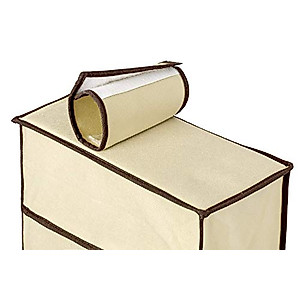 Ziz Home Hanging Shoe Organizer for Closet, 10 Shelf, Tough Fabric 12”x6”x47” | Closet Shoe Organizer Hanging | Shoe Storage Hanging Shoe Holder | Shoes Sorter Shelves Rack Hanger (Beige)