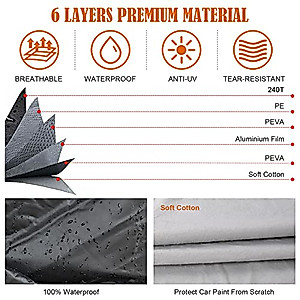 Car Covers Waterproof All Weather Replace for 2008-2024 Dodge Challenger, 6 Layers Custom-Fit Outdoor Full Car Covers with Zipper Door for Snow Rain Dust Hail Protection