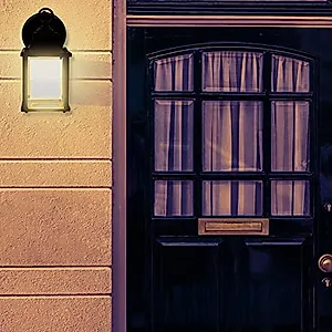 Maxxima LED Porch Lantern Outdoor Wall Light - Aged Bronze with Clear Glass, 3000K Warm White, 650 Lumens, Dusk to Dawn Photocell Light Sensor, Patio or Porch Sconce Fixture, Exterior Lighting - Brown