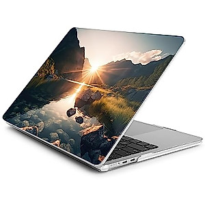 Batianda Premium Case for New MacBook Air 15 inch 2024 2023 with M3 M2 Chip Model A3114/A2941, Designed Protective Plastic Hardshell & Keyboard Cover & Screen Protector, Mountain Sunrise