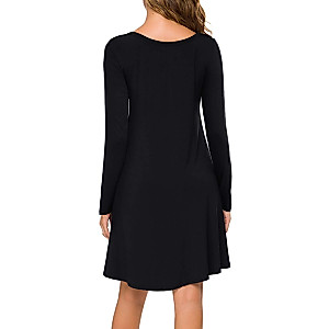 POPYOUNG Spring Dresses for Women 2023 Long Sleeve T Shirt Dress Casual Swing Dress XL, Black