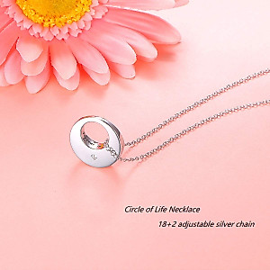 Circle of Life Urn Necklaces for Ashes for Women Cremation Jewelry 925 Sterling Silver Eternity Memorial Forever in My Heart Ashes Keepsake Necklace (Circle of Life)
