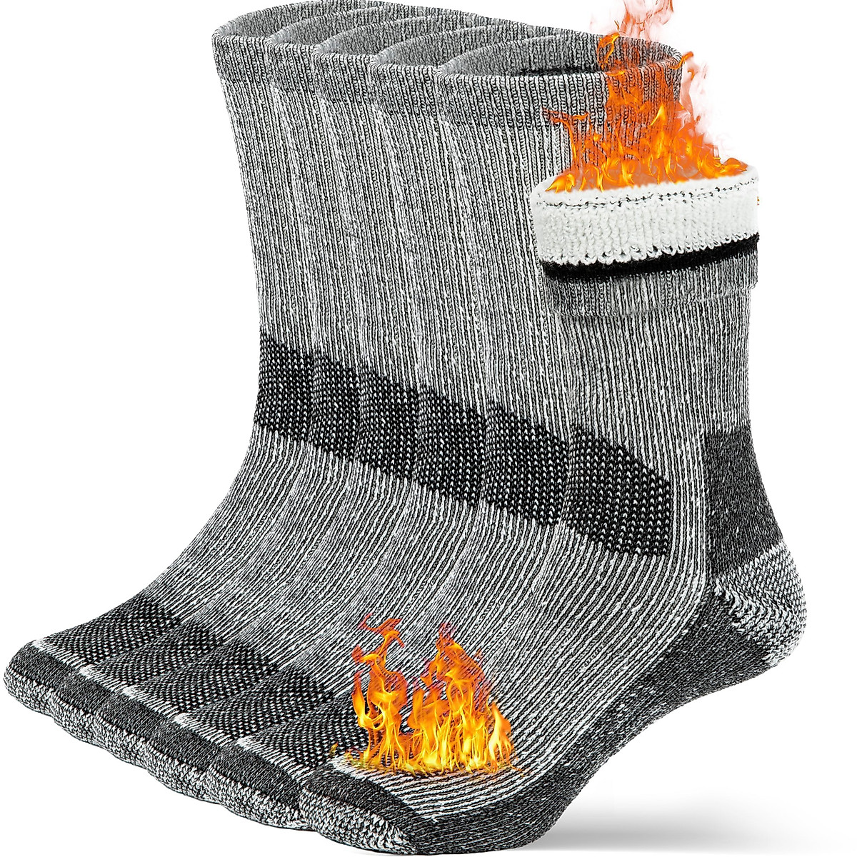 Buttons & Pleats Wool Socks for Men Women Merino Thermal Warm Cozy Winter Fuzzy Boot Sock Charcoal SM