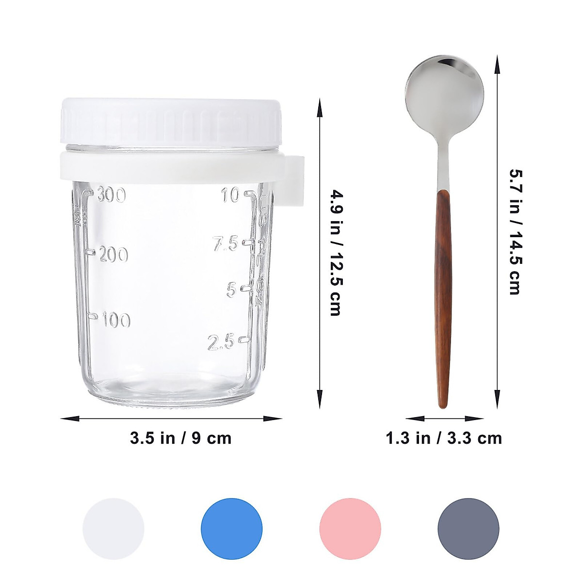 Luxshiny 4PCS Overnight Oats Containers, 14 oz Meal Prep Jars Glass Overnight Oats Jar With Lids And Spoons Large Mouth Mason Jars for Yogurt Milk Cereal