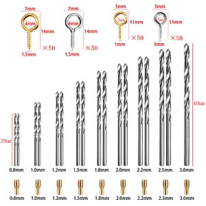 Uolor Electric Corded Hand Drill Kit, Pin Vise Set with 17Pcs Twist Drill Bit, 10Pcs Collet and 200Pcs Screw Eye Pin for Resin Wood Plastic Polymer Clay Keychain Pendant Earring Jewelry Making - Uolor