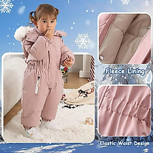 AIKSSOO Kids Baby One Piece Snowsuits Overalls Ski Suits Jackets Coats Jumpsuits Winter Outdoor Snowboarding Pink