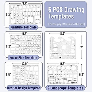 Mr. Pen- Professional Geometry Set, 17 Pcs, Architect Compass and Protractor Set, Interior Design Drafting Tools, Scale Ruler, Drawing Stencils, Metal Ruler