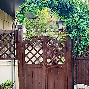 Garden Arch Simple Climbing Plants Rose Arch,Weatherproof Galvanized Pergola Arbor Trellis,for Outdoor Terrace/Garden Decoration Rose Trellis (Color : Black, Size : 240x220x25cm)