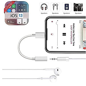 [Apple MFi Certified] 2 Pack for iPhone 3.5mm Headphones Adapter, Lightning to 3.5 mm Headphone/Earphone Jack Converter Audio Aux Adapter Dongle Compatible with iPhone 14 13 12 11 Pro XR XS Max X 8 7