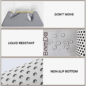 BomDa Cat Litter Mat, Large Kitty Litter Box Trapping Mat, 23x17'' Honeycomb Double Layer Urine & Waterproof, Washable Easy Clean, Litter Mats for Floor Less Waste, Anti-Slip