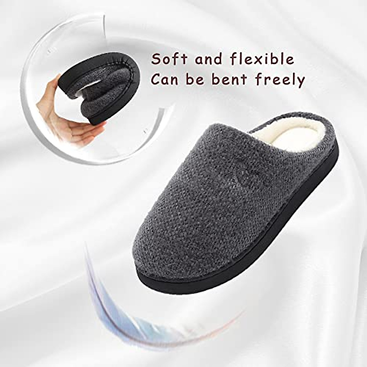 landeer Slippers for Men's and Women's Memory Foam House Shoes Indoor (DarkGray,Women9-10/Men7-8)