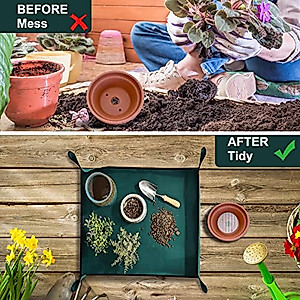 Borrigo Plant Repotting Mat & Mesh Pads for Pots | Oxford Waterproof Potting Mat | Foldable & Reusable Plant Mat | Large 29.5”x29.5”, for Indoor Gardening, Potting Tarp