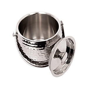 Colleta Home Ice Bucket for Parties - Insulated with Lid, Stainless Steel Double Walled with Handle for Carrying, 1.7 Liter - Ice Bucket with Tongs