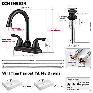 PARLOS Double-Handle Lavatory Faucet with Metal Drain Assembly and Supply Hose Lead-Free cUPC Bathroom Faucet Mixer Two-Handle Lavatory Vanity Utility Laundry Faucet Oil Rubbed Bronze, 13592
