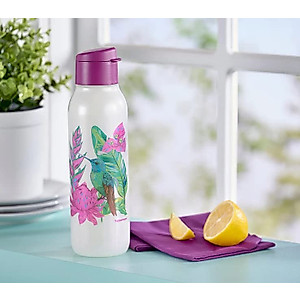 New Tupperware Hummingbird Medium ECO Shimmers Water Bottle 25oz / 750ml Purple