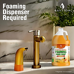 Bastion Foaming Antibacterial Hand Soap: Mandarin Orange Scented Instant Foam Hand Wash Refill 1 Gallon (128 oz) Bulk Jug. Made In The USA