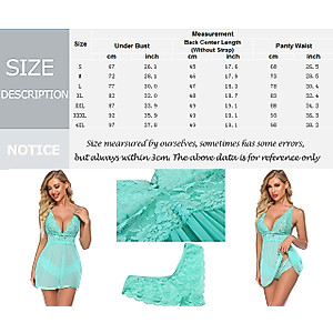 Avidlove Women Lingerie Lace Babydoll Strap Chemise Halter Teddy V Neck Mesh Nightgownr Green XXXL