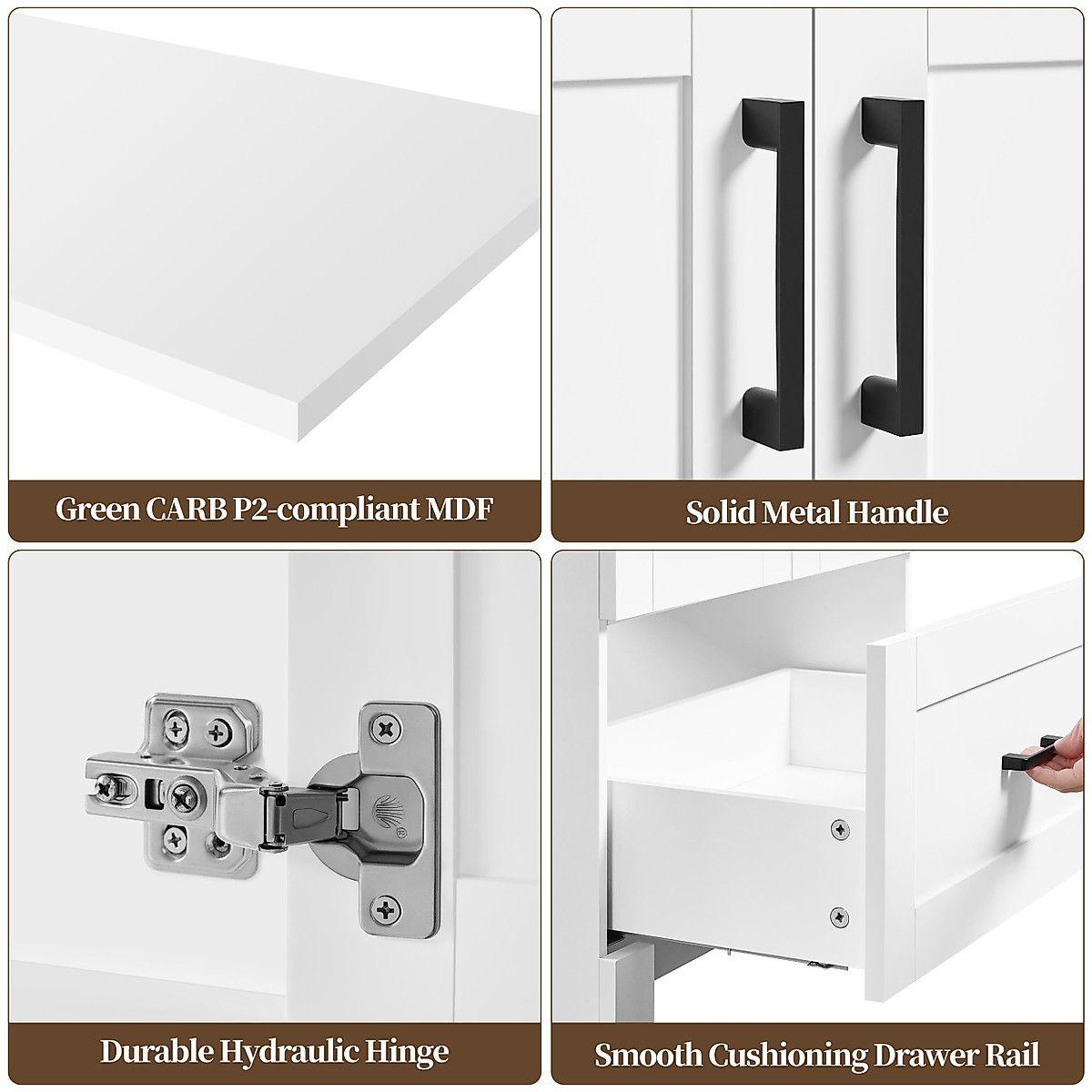 Yaheetech 24.5" Bathroom Vanity with Ceramic Sink, Bathroom Vanity Sink Cabinet with 2 Doors and 1 Drawer, Bathroom Vanities Floor Standing with Sink Combo Set, White