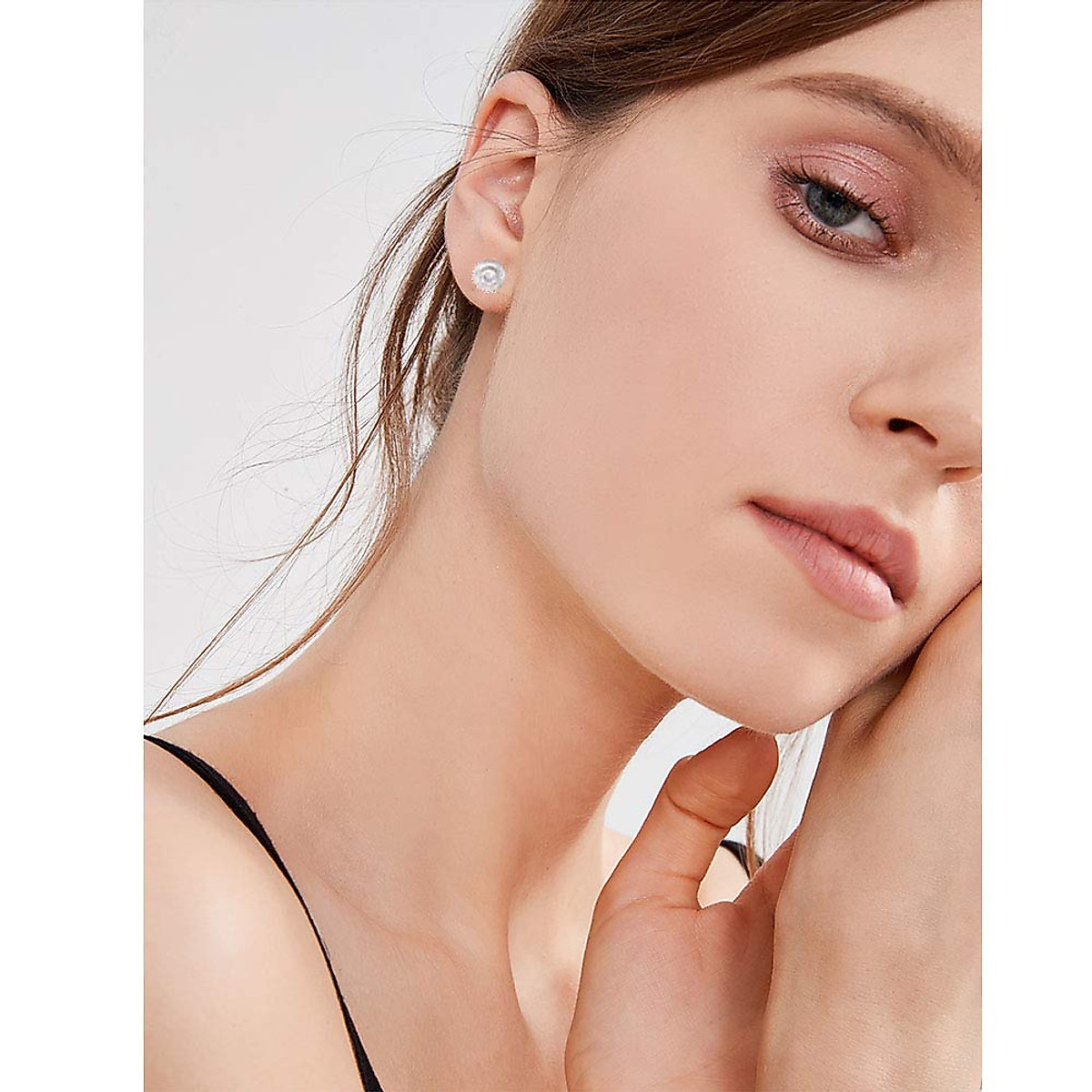 CZ Iced Out Men Screw Back Diamond Earring Studs, 24k Gold Plated Bling Party Jewelry