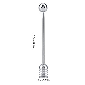 Honey and Syrup Dipper Stick Server Honey Spoon Stainless Steel Honey Dipper Stirrer Spoon Mixing Stick Tool Serve Solid for Honey Pot Jar Containers Silver