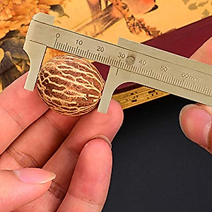 Brass Caliper Vernier Caliper Stainless Steel Sliding Gauge Vernier Pocket Caliper Ruler Measuring Tool Mini Brass Pocket Ruler(80mm Length)