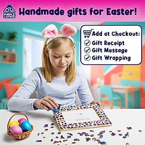 PURPLE LADYBUG Decorate Your Own Picture Frame Craft Kit – Easter Craft for Kids Ages 8-12, Birthday Gift & DIY Mosaic Frame Craft for Girls Ages 6-8, Fun Arts & Crafts for 7-Year-Old Girls