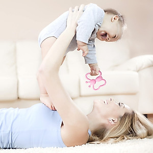 Baby Teething Toys, Butterfly Design Teether Pain Relief Toy for Newborn Babies, Freezer Safe Neutral Shower Gift, Soft Textured for Boy and Girl