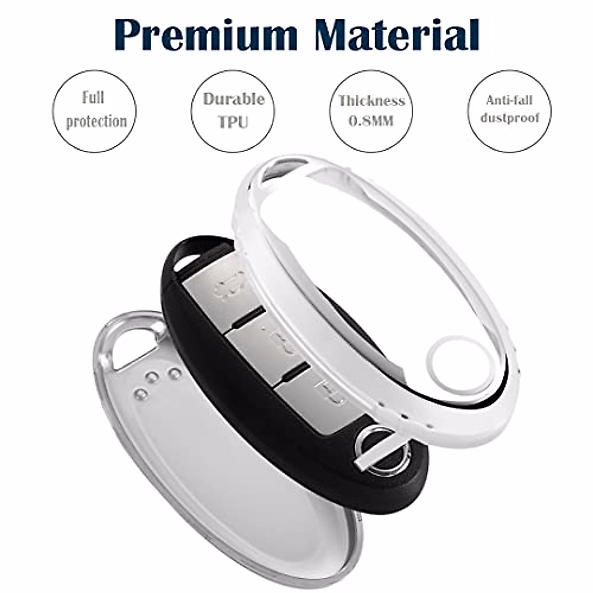 Lcyam Key Fob Cover for 3/4/5 Button Nissan Rogue Altima Maxima Sentra X Trail Patrol Murano Pathfinder Serena Kicks Armada Versa Accessories, Blue