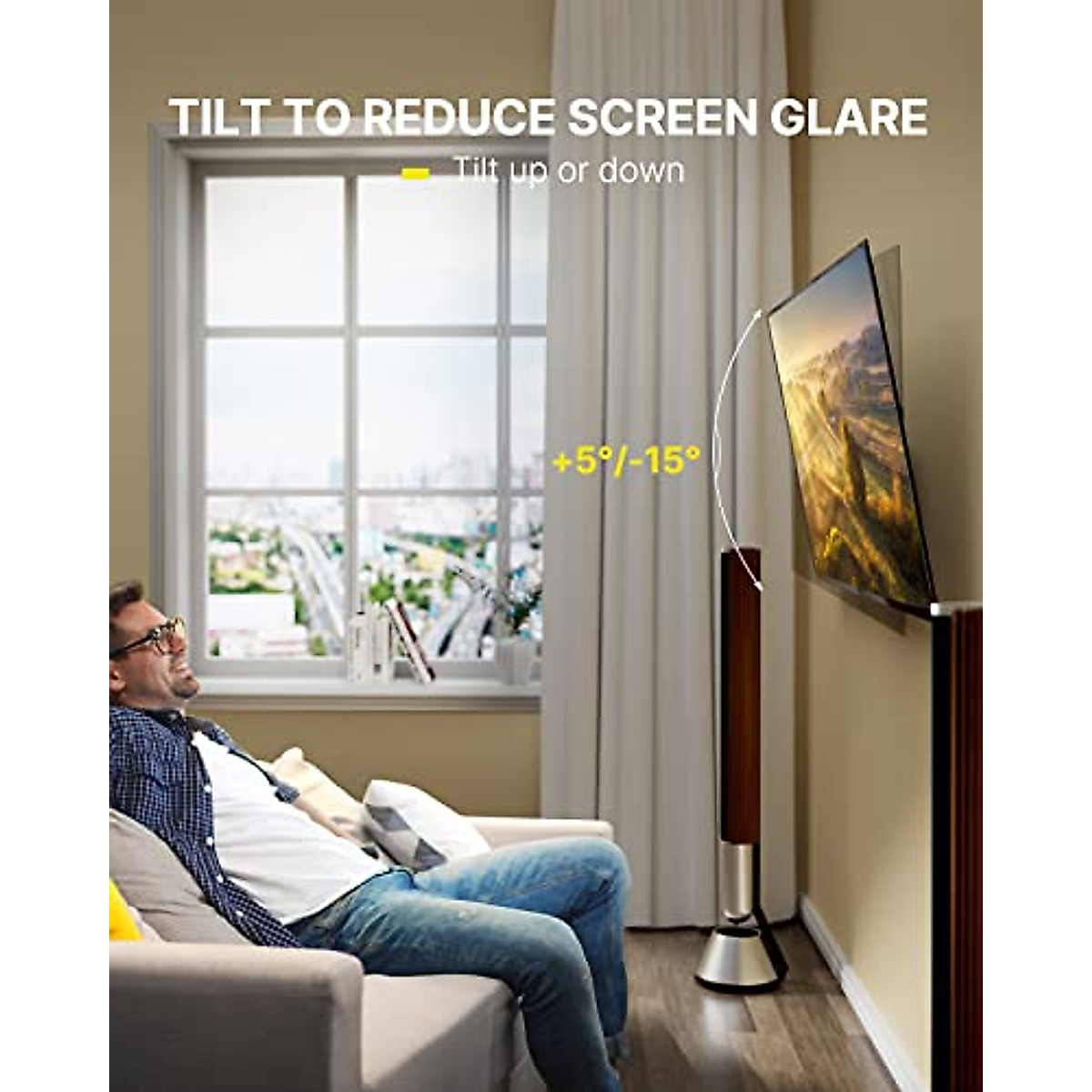 TV Mount, Full Motion TV Wall Mount Swivel and Tilt for 26-60 Inch TVs & Monitors, Single Stud Corner Outdoor Wall Mount Bracket with Articulating Arm Extension Rotation Max VESA 400X400mm up to 70lbs