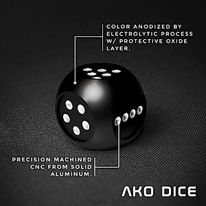 AKO DICE II - Aluminum D6 dice - Large Heavy Metal D6 Dice Set - Solid 16mm Dice with Extra Rounded Corner for a Better roll -Custom Metal dice Version 2 by AKO Dice (Black)