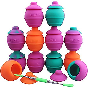 3pc 35 ML Silicone Containers Jars Concentrate Honey Pots and 1 iron scoop