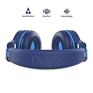 ELECDER i37 Kids Headphones Children Girls Boys Teens Foldable Adjustable On Ear Headphones 3.5mm Jack Compatible Cellphones Computer MP3/4 Kindle School Tablet Blue/Light Blue