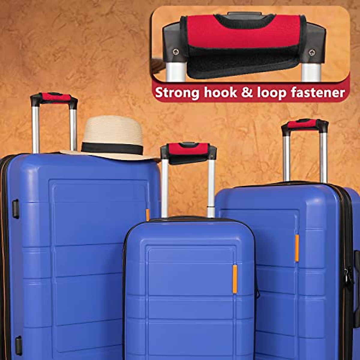 5 Pcs Neoprene Large Luggage Handle Wrap Handle Grip Luggage Tags Identifier Hollow Design for Push-Button, Bright Luggage Markers for Airport Travel Luggage Suitcase Trolley Case(Red, 5.5x7Inch)