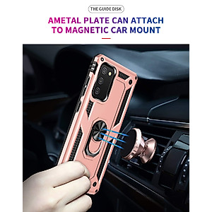 SKTGSLAMY for Galaxy A02S Phone Case,Galaxy A02S Case with Screen Protector,[Military Grade] 16ft. Drop Tested Cover with Magnetic Kickstand Car Mount Protective Case for Samsung A02S, Rose Gold
