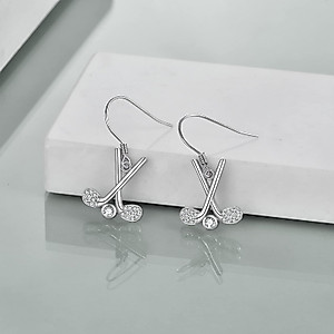 YAFEINI Golf Earrings Gifts Sterling Silver Golf Club And Ball Dangle Earrings Golf Jewelry for Women Golf Lovers Gifts