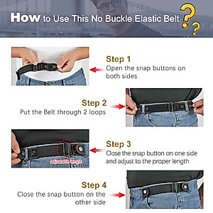 WOWOGO 2 Pack No Buckle Belts for Men Women Side Belt Elastic Stretch Adjustable Invisible Belt Fits 1.5 Inch Belt Loops