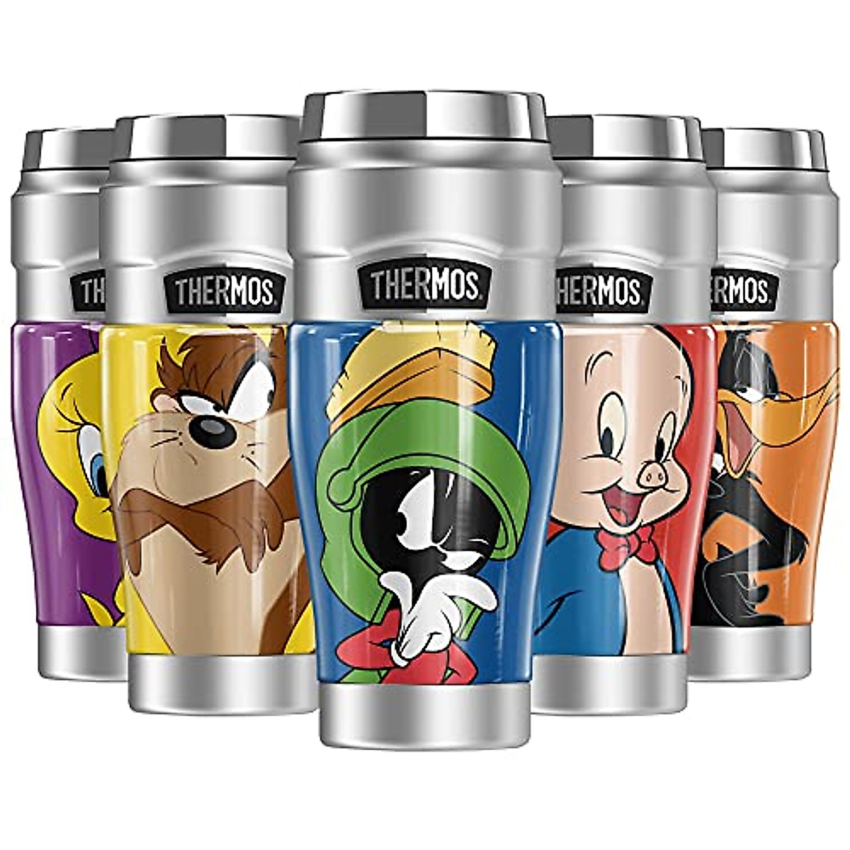 THERMOS Looney Tunes Marvin The Martian, STAINLESS KING Stainless Steel Travel Tumbler, Vacuum insulated & Double Wall, 16oz