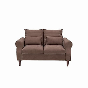 Panana 2 Seats Love Seat for Living Room Modern Brown Linen Fabric Couch 2 Seat Sofa for Apartment and Small Space (Brown, 2 Seater)