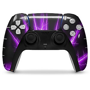 WraptorSkinz Skin Wrap compatible with Sony PS5 DualSense Controller Lightning Purple (CONTROLLER NOT INCLUDED)
