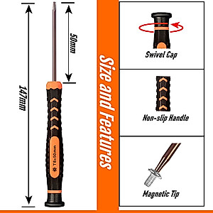 Torx Screwdriver Set of T2-T15, TECKMAN 10-Piece Magnetic Small Torx Security Screwdrivers with T2 T3 T4 T5 T6 T7 T8 T9 T10 T15 Star Screwdriver Tool Kit for Xbox,PS3,PS4,Knife,Computer & Other Device