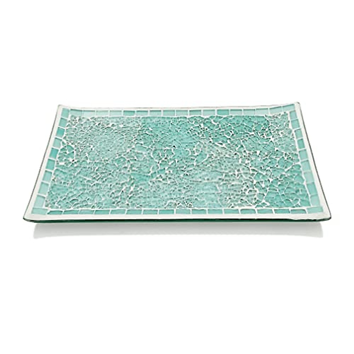 LushAccents Bathroom Accessories Set, 5-Piece Decorative Glass Bathroom Accessories Set, Soap Dispenser, Soap Tray, Vanity Tray, Jar, Toothbrush Holder, Elegant Seafoam Green Mosaic Glass