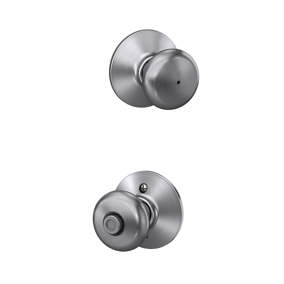 Schlage F40 PLY 626 Plymouth Door Knob, Bed & Bath Privacy Lock, Satin Chrome